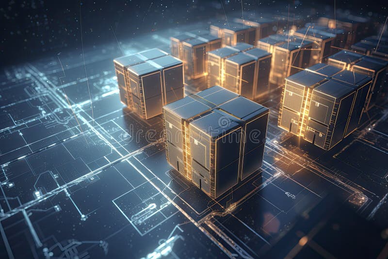 Futuristic CPU. Quantum Processor in the Global Computer Network Stock ...