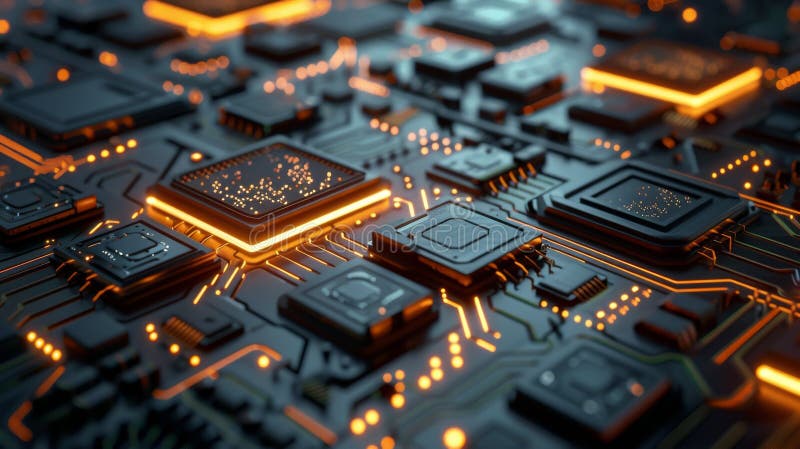 Futuristic CPUs with Glowing Cores Ideal for Depicting Next Gen ...