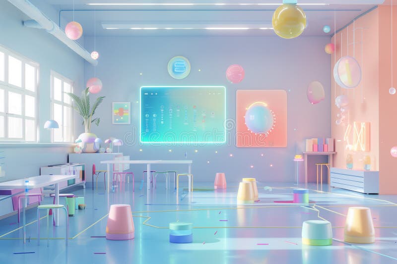 Futuristic Creativity Modern Classroom Interior with Geometry Sphere ...