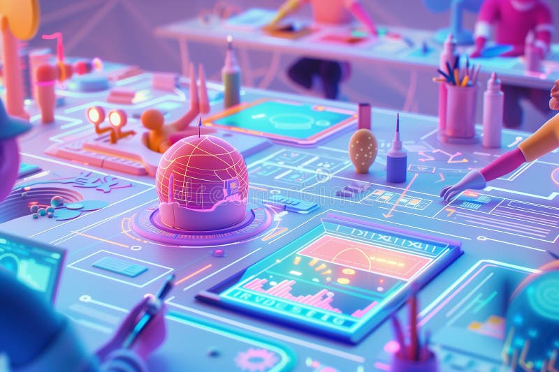 Futuristic Creativity Study Table with Technology Innovation Minimal ...