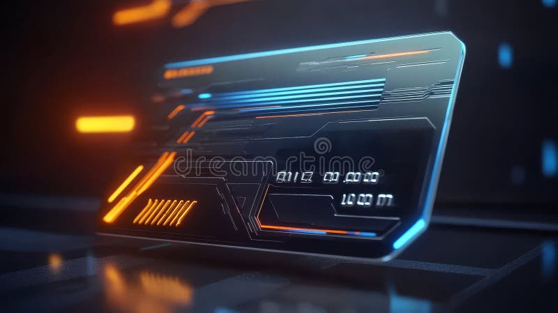 Futuristic Credit Card Design with Glowing Elements for Online Shopping ...