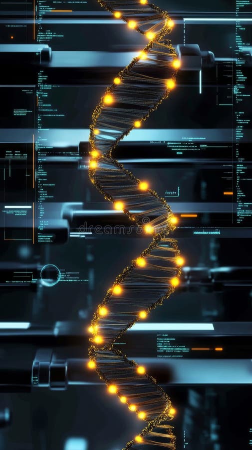 Futuristic CRISPR Gene Editing with Glowing DNA Strands and Digital ...