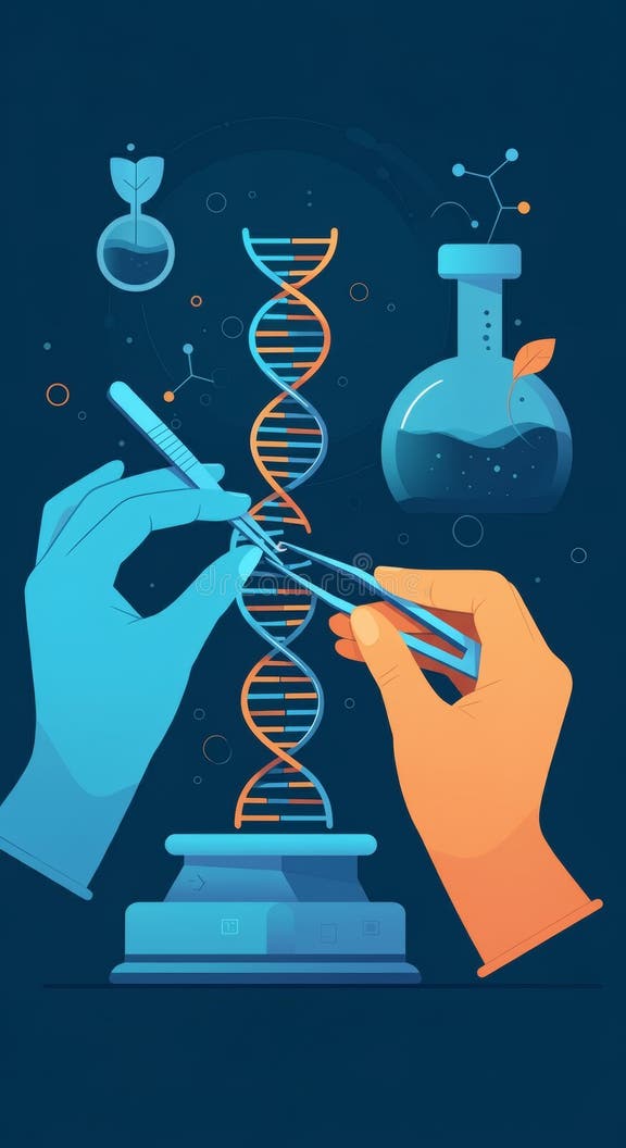 CRISPR Gene Editing Illustration Futuristic DNA Modification ...