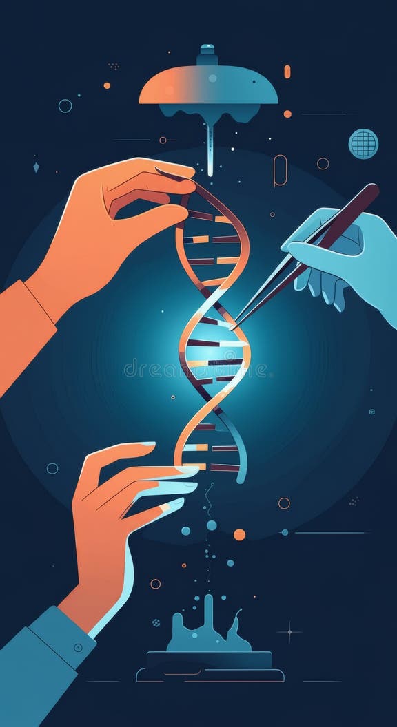 CRISPR Gene Editing Illustration Futuristic DNA Modification ...