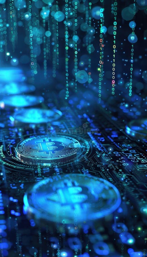 Futuristic Cryptocurrency Mining with Digital Coins and Binary Code for ...