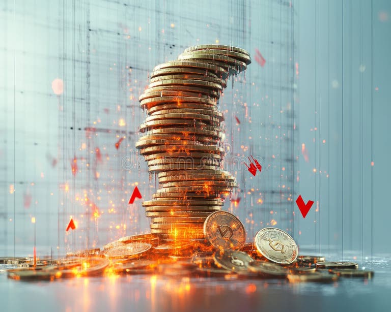 Futuristic Cryptocurrency Stack with Digital Effects Stock Illustration ...
