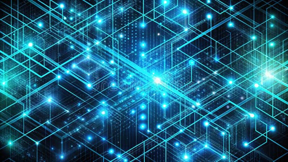 Futuristic Cryptography Background Featuring Glowing Teal and Blue ...