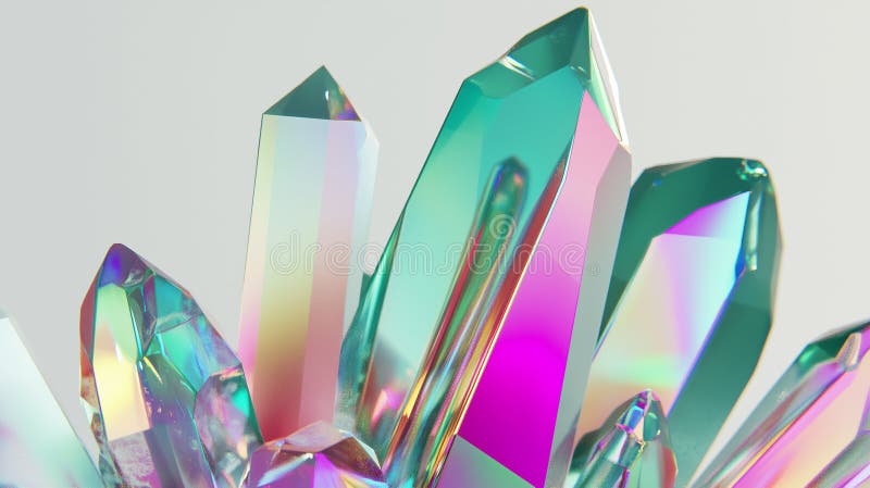 Futuristic Crystal Formation with Prismatic Reflection and Translucent ...