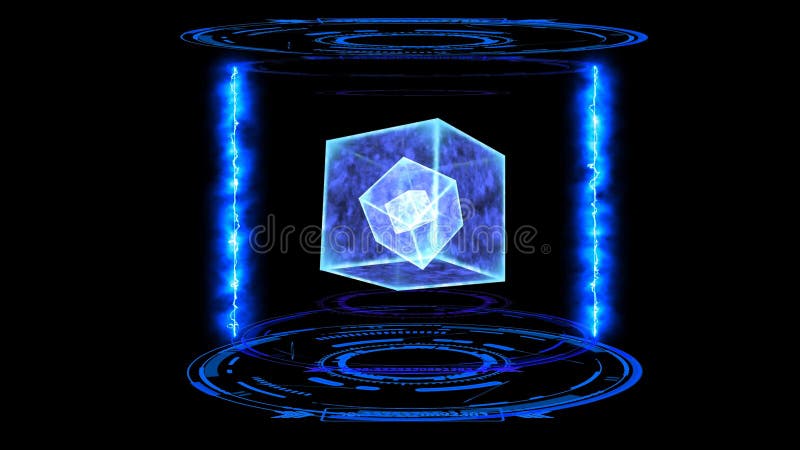 Futuristic Cube Empty Core Energy Surface Digital Laboratory Stock ...