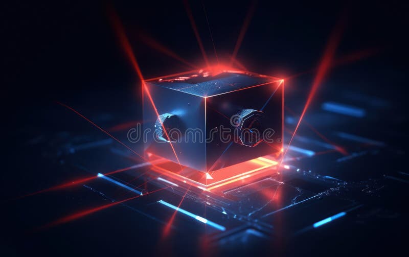 Metallic Cube Illuminated Red Blue Light Stock Photos - Free & Royalty ...