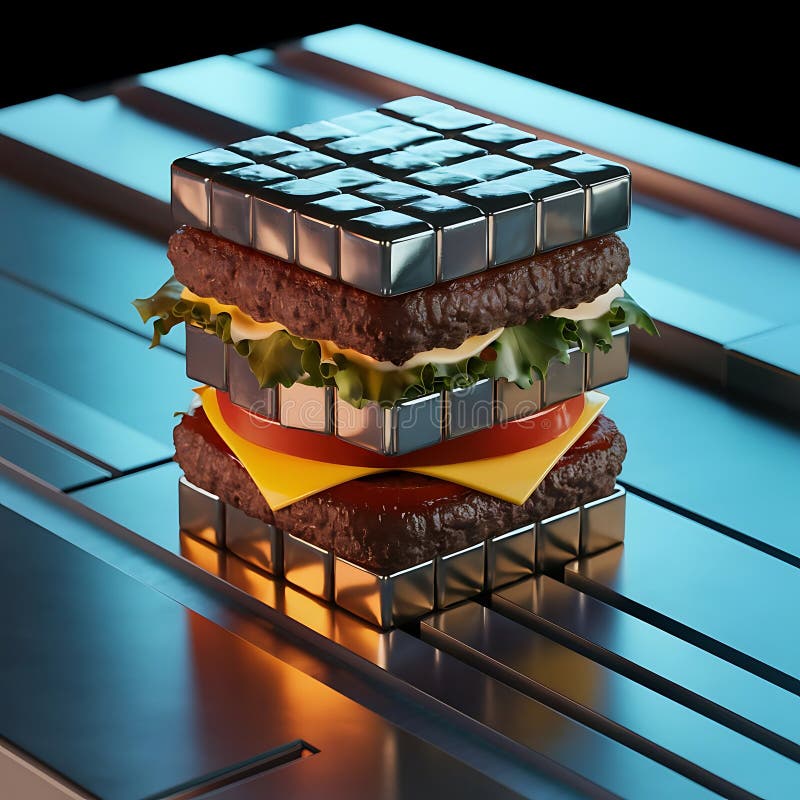 3d Burgar, a Futuristic, Cube-shaped Burger Made of Modular, Stock ...