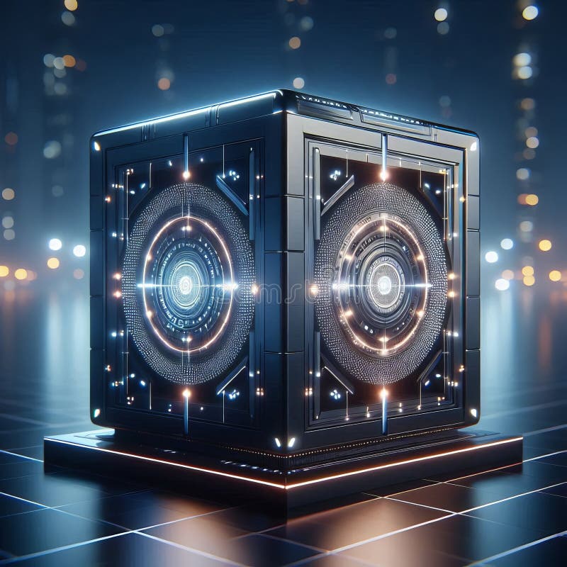 Futuristic Cube a Sleek Minimalist Cube with LED Lights on Each Stock ...