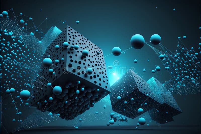 Futuristic Cube Technology Textured Object 3D Rendering Stock ...