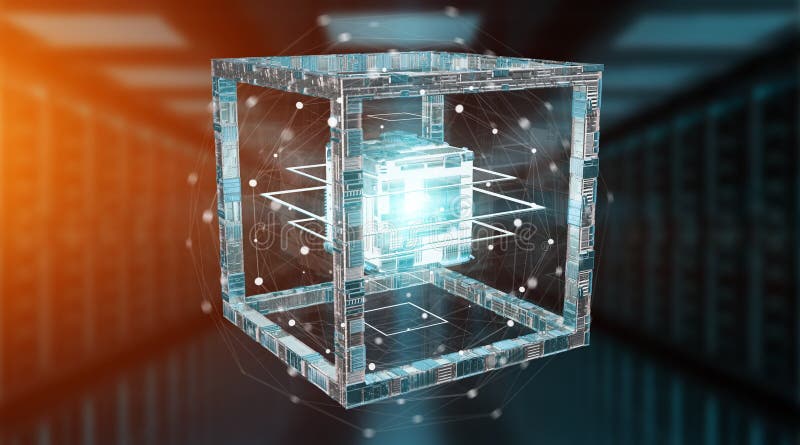 Futuristic Cube Technology Textured Object 3d Rendering Stock