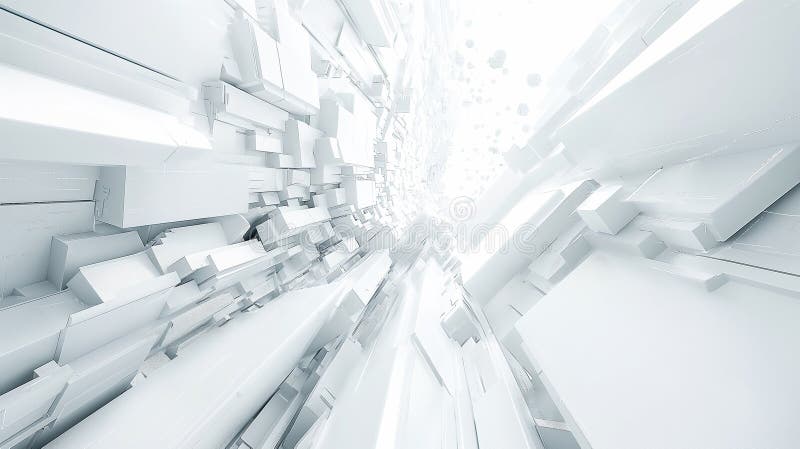 Futuristic Cubic Form White and Silver Color Geometric Shape ...