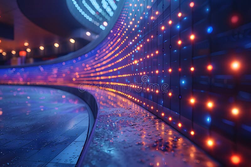 Futuristic Curved LED Light Display in Modern Urban Setting: Perfect ...