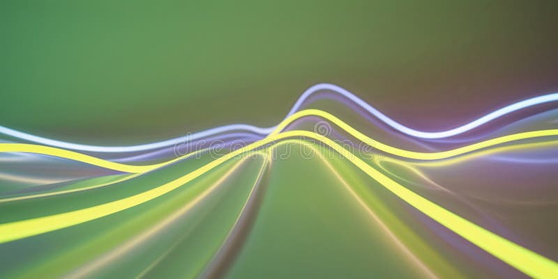 Futuristic Curved Light Lines on a Smooth Green Gradient Background ...