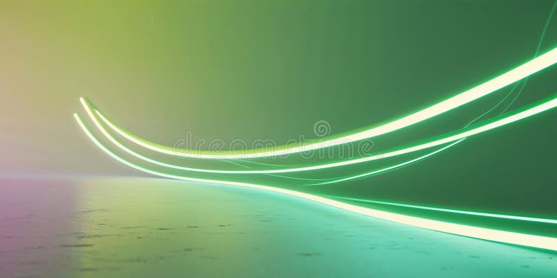 Futuristic Curved Light Lines on a Smooth Green Gradient Background ...