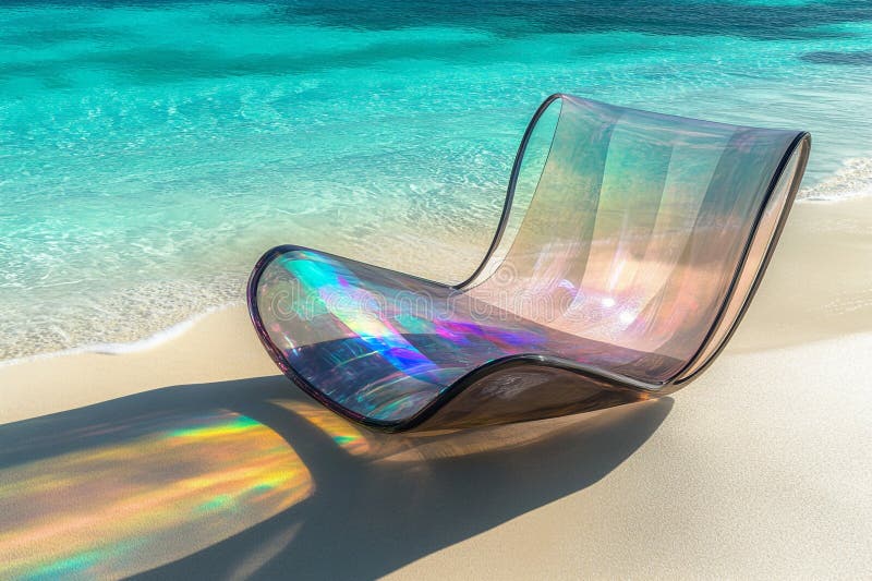 A Futuristic, Curvilinear Chair with Transparent Sections, Resting on a ...