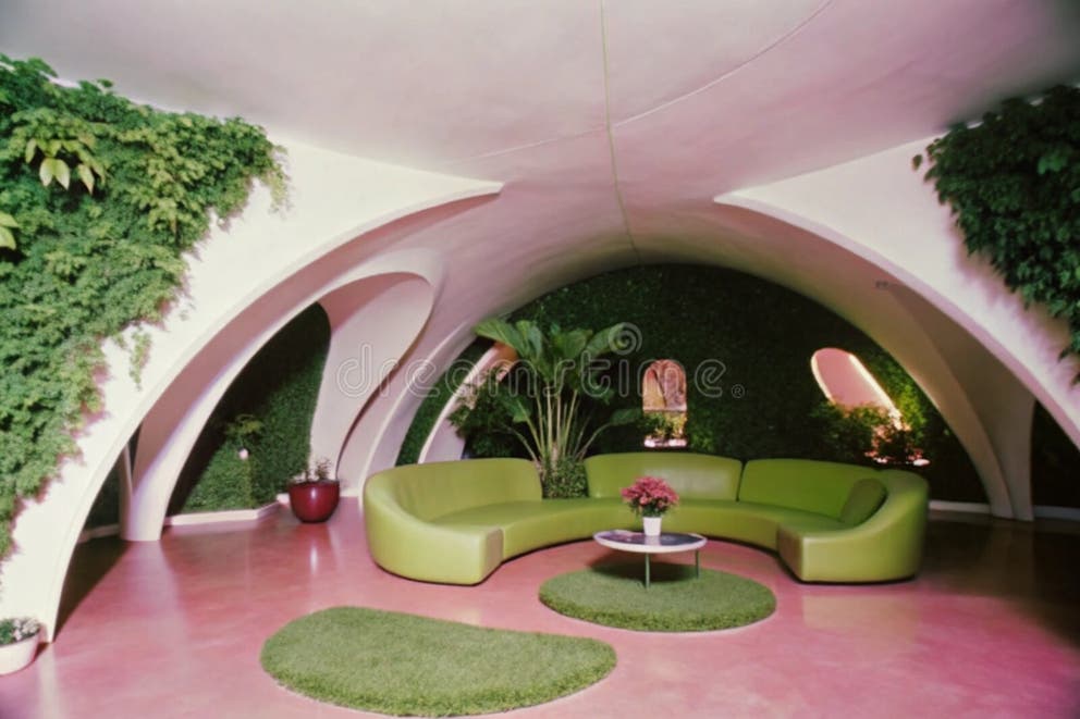 Futuristic Curvilinear Interior with Vaulted Design Stock Illustration ...