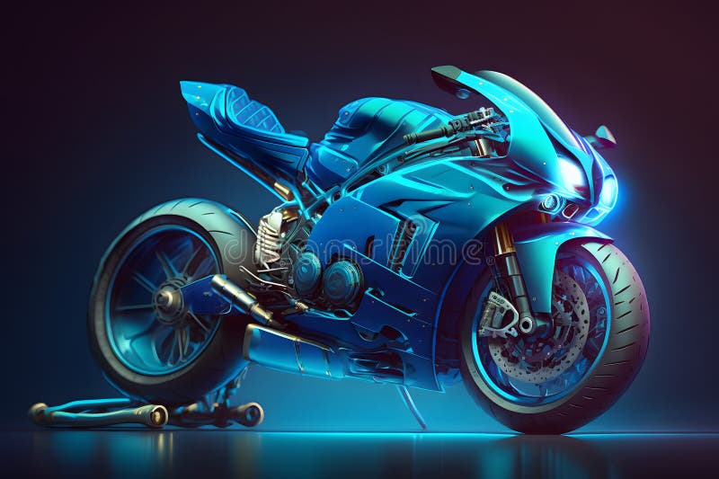 Futuristic Custom Angled Light Motorcycle Concept with Glowing Blue ...