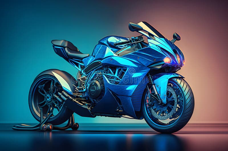 Futuristic Custom Angled Light Motorcycle Concept with Glowing Blue ...