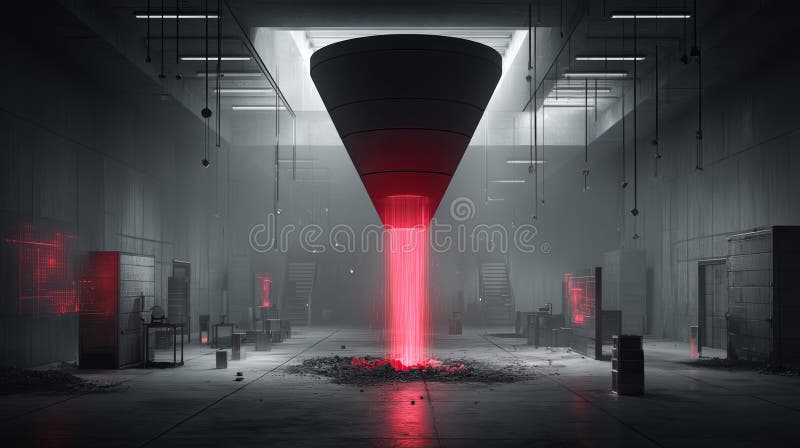 Futuristic Customer Funnel Illustration in a HighTech Environment with ...