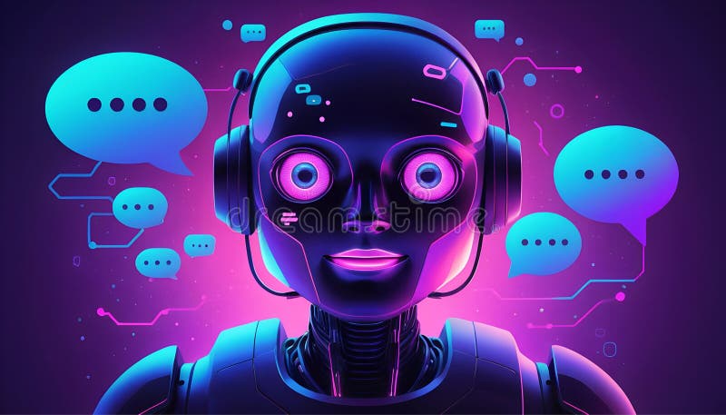 Futuristic Cute Chat Robot Engaging in Conversation with Colorful ...