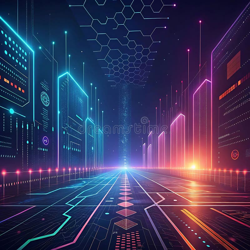 Futuristic Cyber AI Cyberspace Web: Digital Design and Technology ...