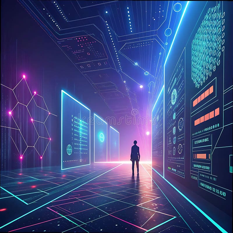 Futuristic Cyber AI Cyberspace Web: Digital Design and Technology ...