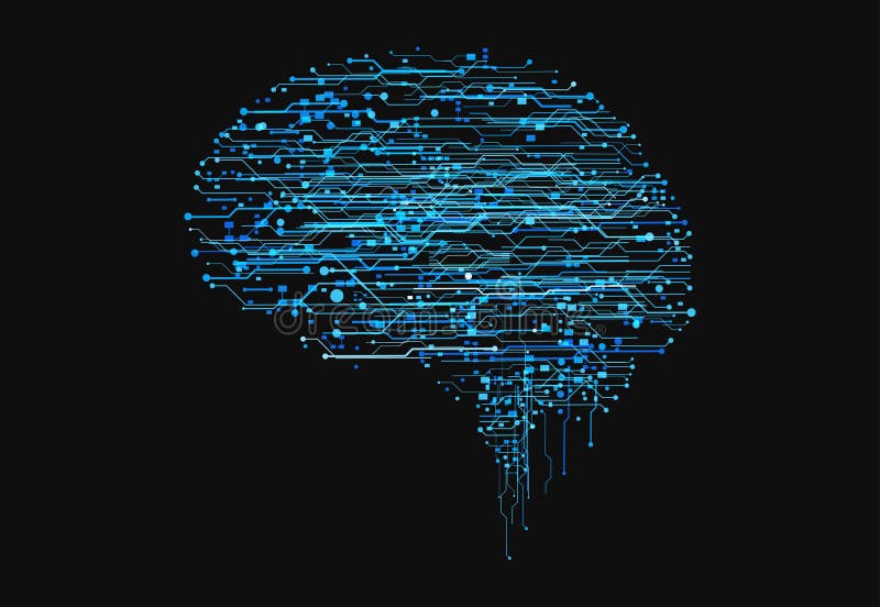 Futuristic cyber brain stock vector. Illustration of concept - 80073977