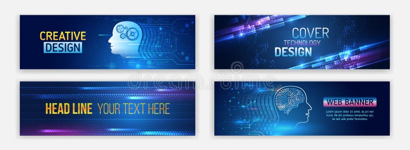 Futuristic Cyber Brain for Websites. Artificial Intelligence Business ...