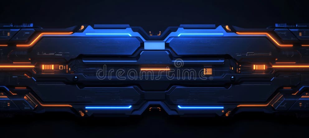 Futuristic Cyber Circuit Panel, Glowing Technology Banner with ...