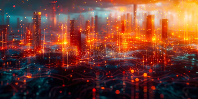 Futuristic Cyber City Data Visualization - Digital Metropolis ...