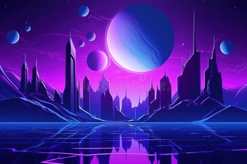 Futuristic Cyber City. Generate Ai Stock Illustration - Illustration of ...