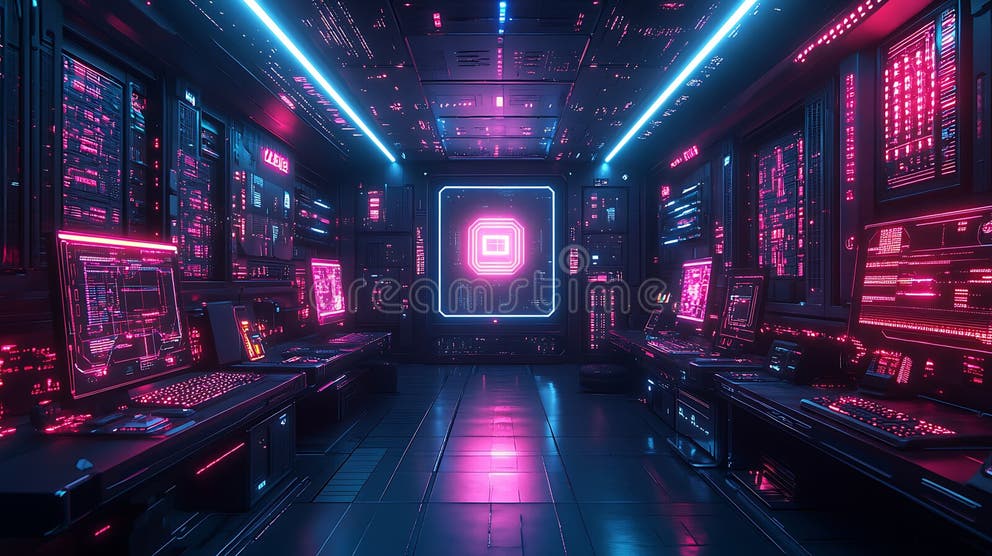 Futuristic Cyber Data Center with Advanced AI and Digital Interface ...