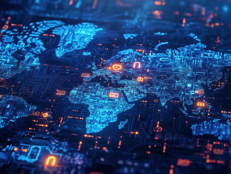 Futuristic Cyber Defense Concept with Circuitry and NATO Symbol Stock ...