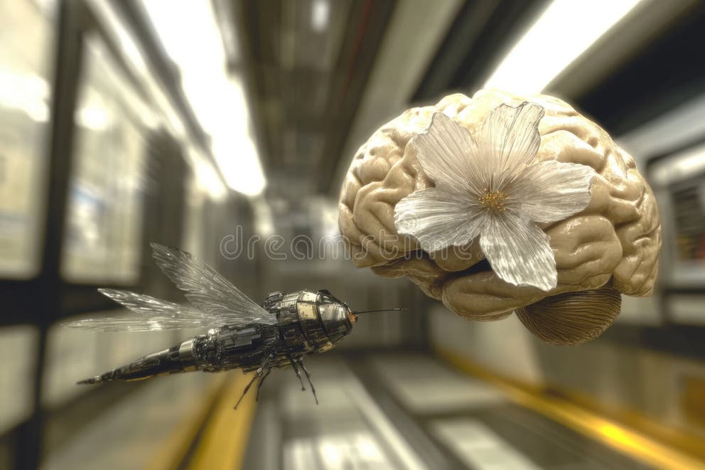 Futuristic Cyber Dragonfly Interacting with Artificial Intelligence ...