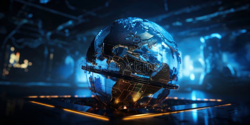 Futuristic Cyber Earth Background, Digital World and Global Network ...