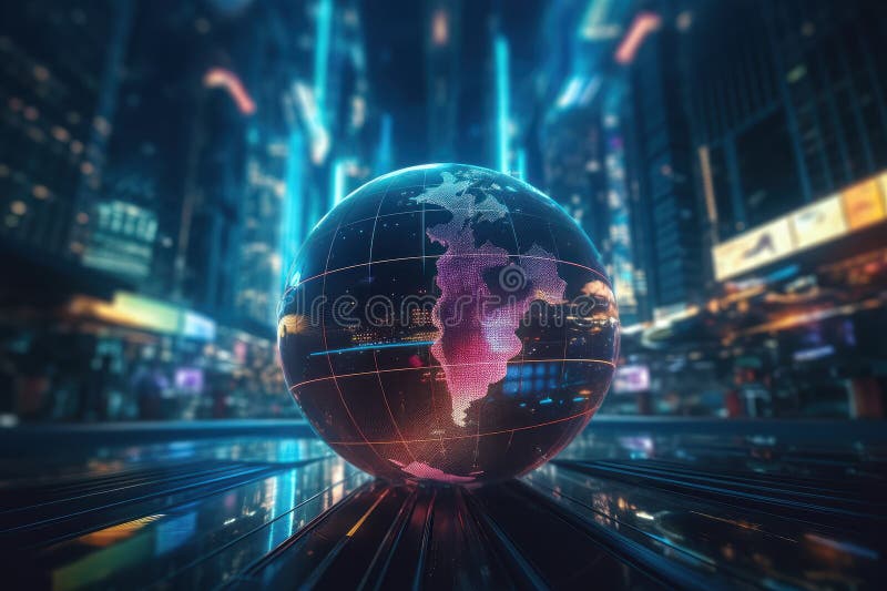 Futuristic Cyber Earth Background, Digital World and Global Network ...