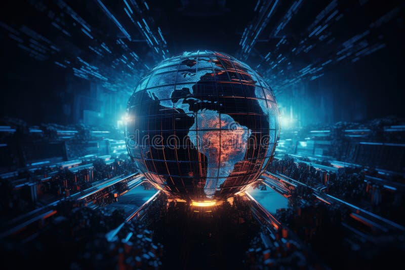 Futuristic Cyber Earth Background, Digital World and Global Network ...