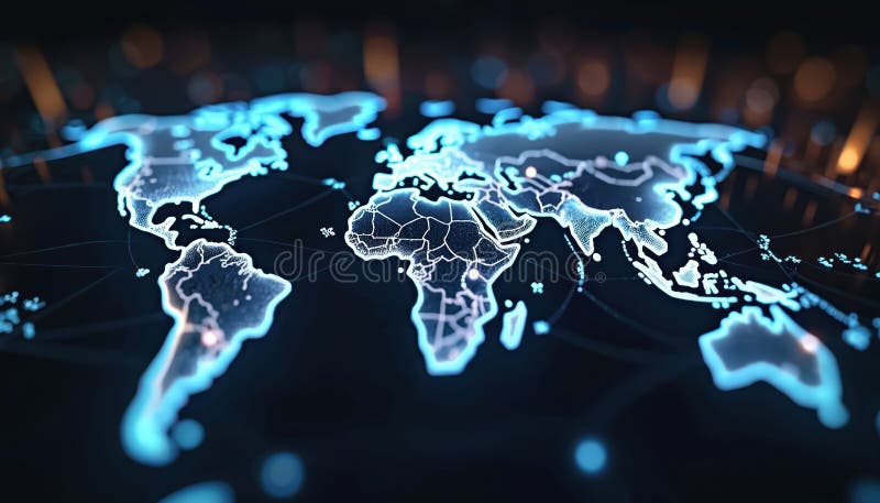 Futuristic Cyber Earth Illustration, Digital World Concept. Abstract ...