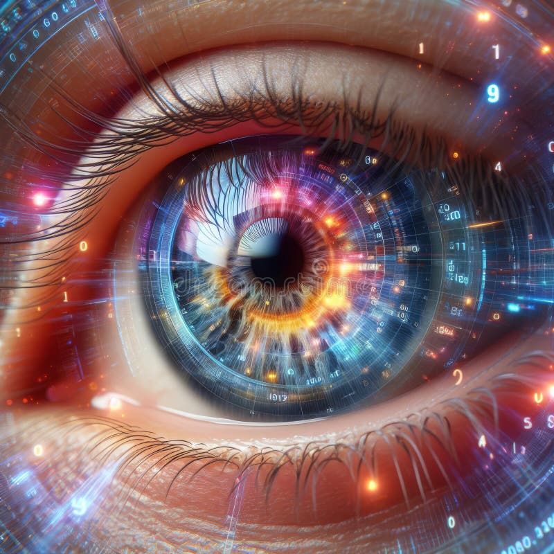 Futuristic Cyber Eye with Digital Interface and Data Stock Image ...