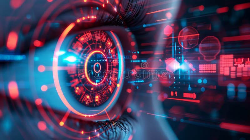 Futuristic Cyber Eye with Digital Interface Enhancements and Technology ...
