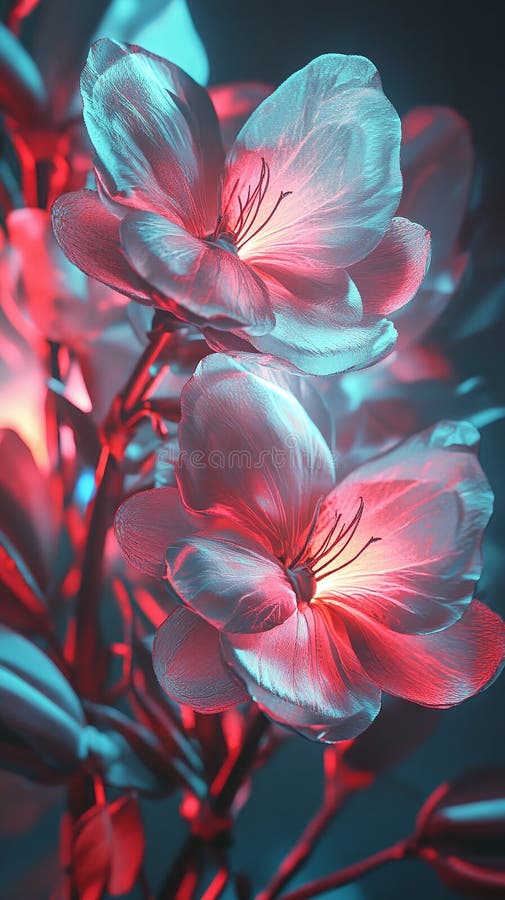 Futuristic Cyber Flowers Wallpaper for Smartphone Stock Illustration ...
