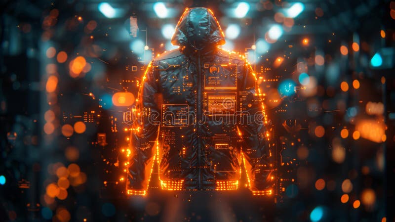 Futuristic Cyber Jacket with Glowing Tech Elements, Generative AI Stock ...
