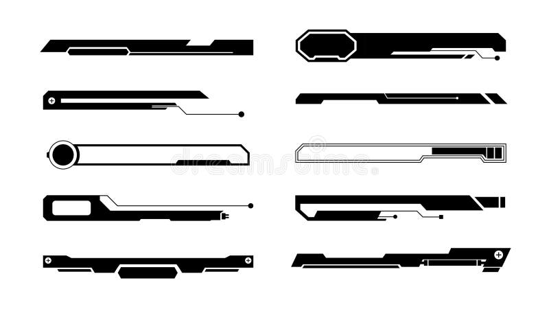 Futuristic Cyber Line Vector, Black Cyberpunk Layout Style, Tech Border ...