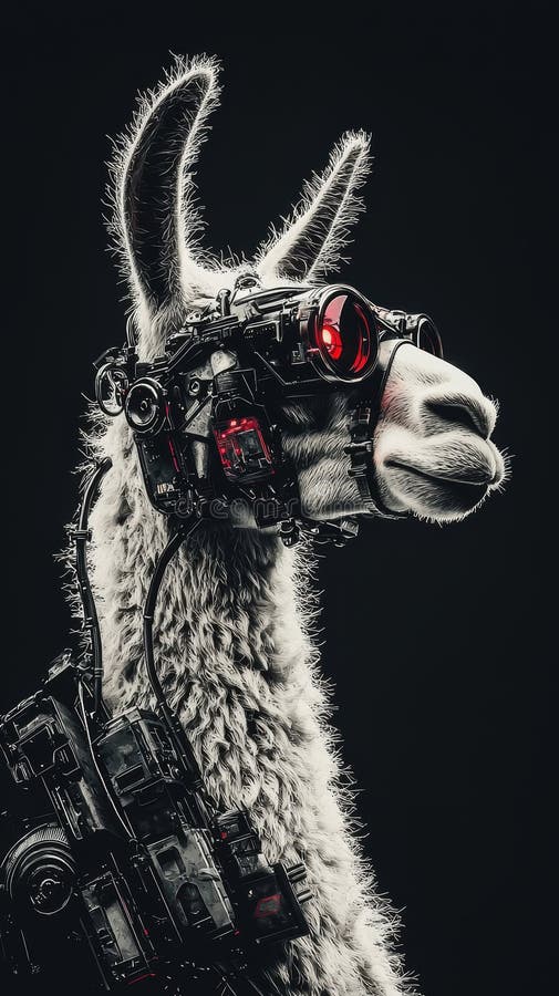 Futuristic Cyber Llama Wearing High-Tech Goggles, Blending Nature with ...