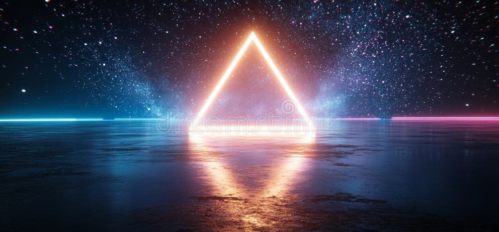 In a Futuristic Cyber Night Setting, an Empty Podium is Bathed in the ...