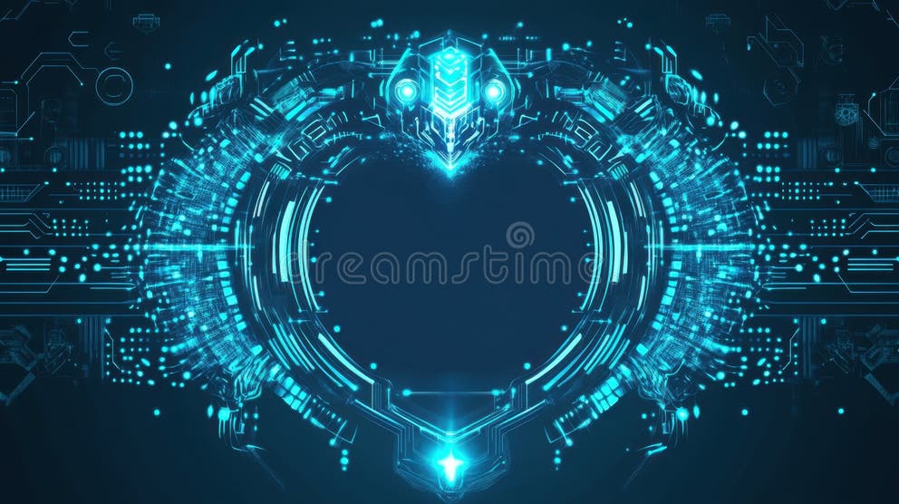 Futuristic Cyber Owl Interface on Digital Circuit Background Stock ...